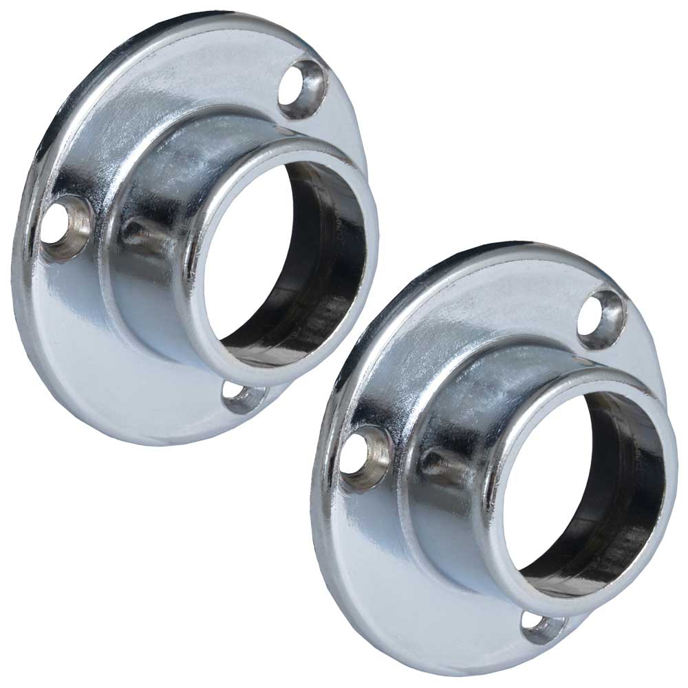 Fixed Round Rod Flanges - Chrome – Organize-It